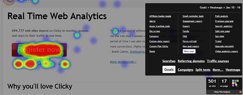 Help » Heatmap date range and segmentation guide | Clicky Website Analytics