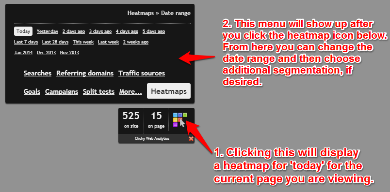 Help » Heatmap date range and segmentation guide | Clicky Website Analytics
